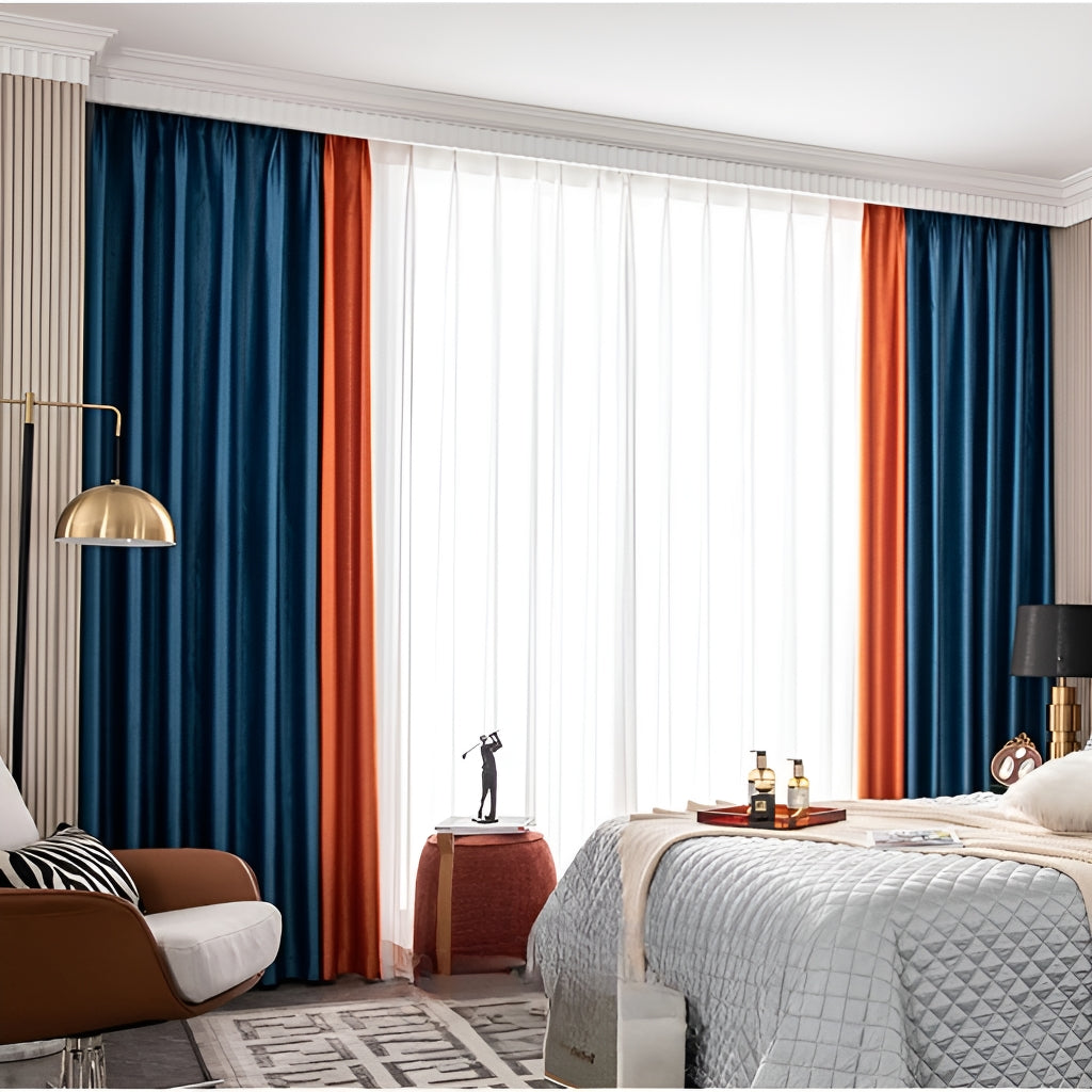 99% Blackout Daphne Color Blocking Custom Curtains – Dolcewe
